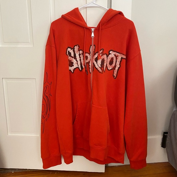 Slipknot | Tops | Slipknot Plush Orange Oversized Zip Hoodie | Poshmark